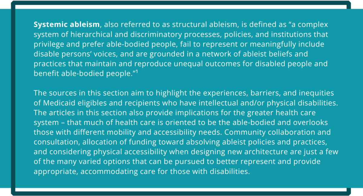 Systemic / Structural Ableism: Underlying Factors of Medicaid Inequities Annotated Bibliography ...